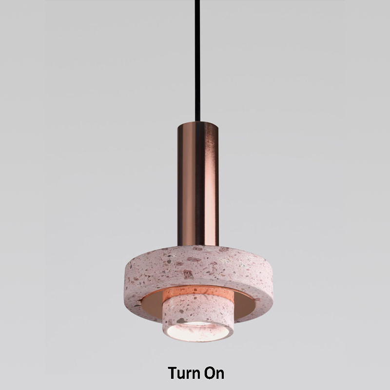 Pink Terrazzo LED Pendant Light with Nordic Aluminum Design – CharmyDecor