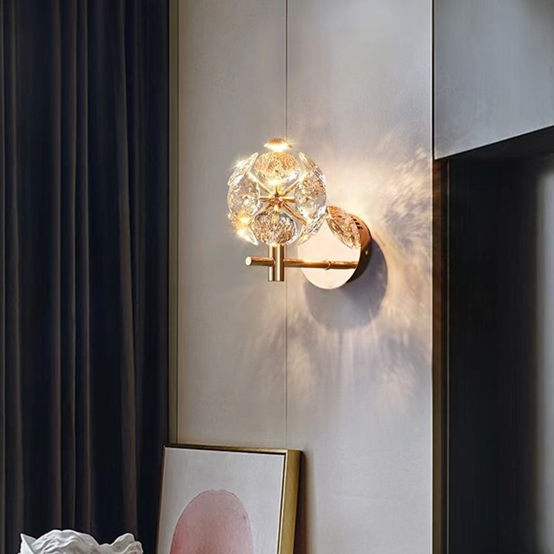 Gold Clear Crystal Shade Wall Sconce - CharmyDecor