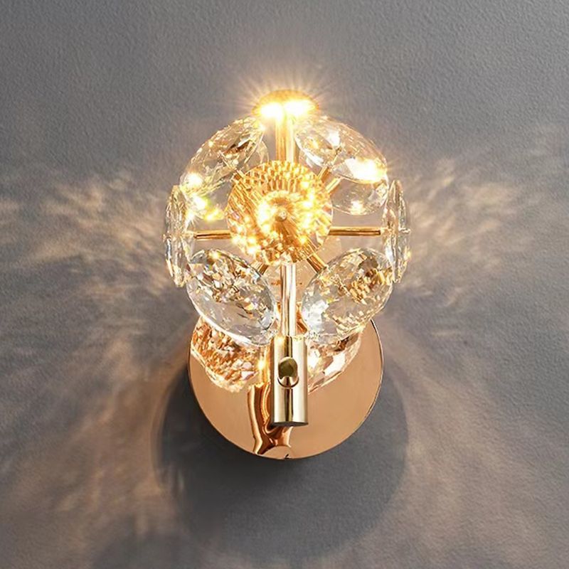 Gold Clear Crystal Shade Wall Sconce - CharmyDecor