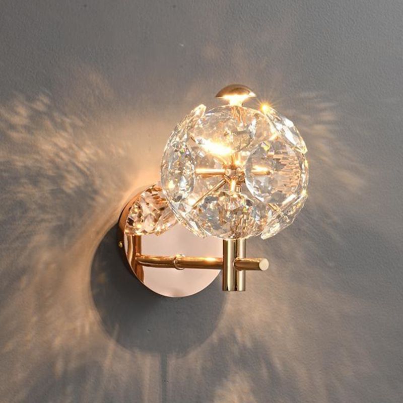 Gold Clear Crystal Shade Wall Sconce - CharmyDecor