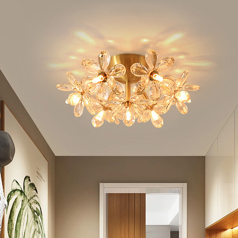 Gold Flower Crystal LED Ceiling Light - CharmyDecor- CharmyDecor