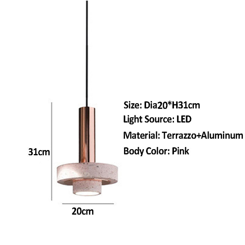 Pink Terrazzo LED Pendant Light with Nordic Aluminum Design – CharmyDecor