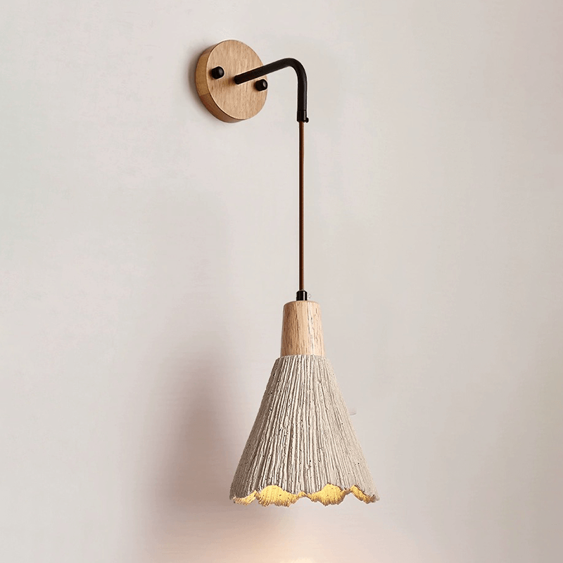 Mid-Century Solid Wood Wall Sconce with Textured Design – CharmyDecor