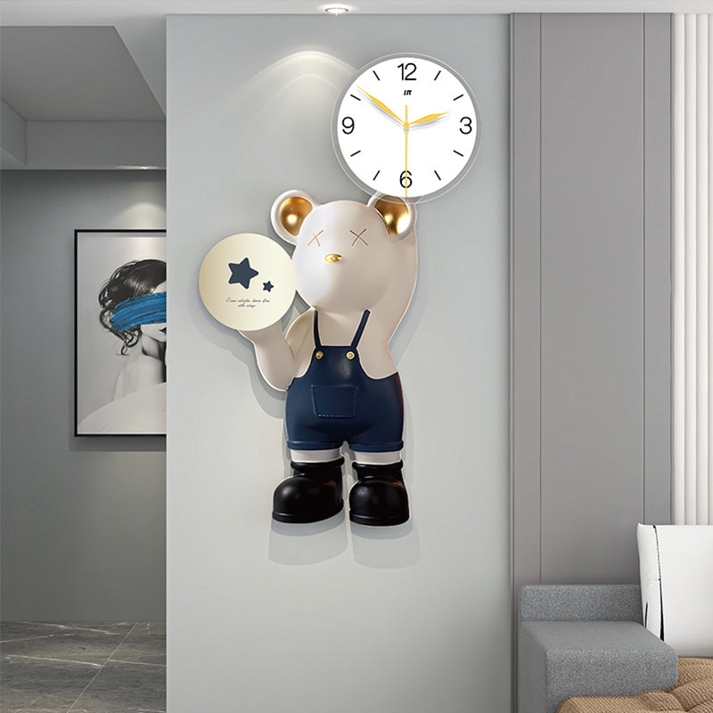 Contemporary Cartoon Bear Wall Clock for Kids' Rooms – CharmyDecor