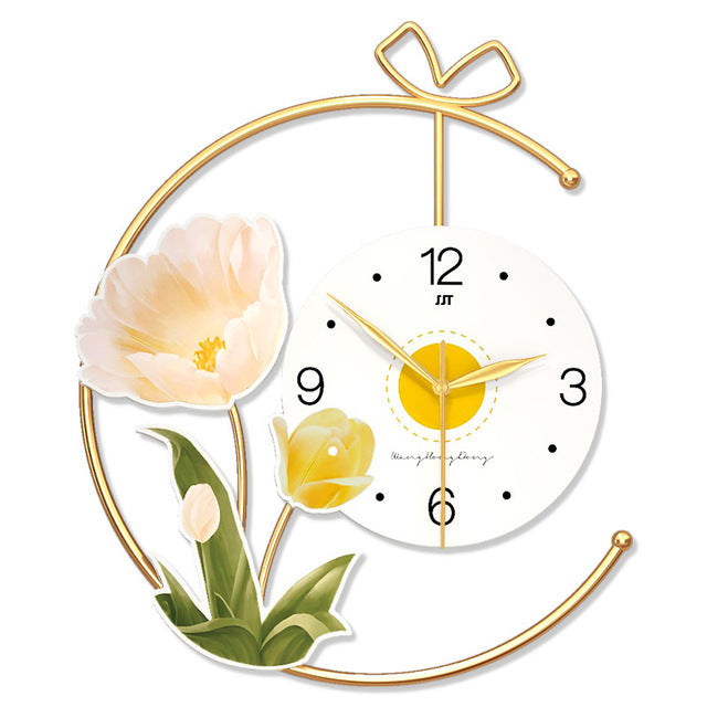 Contemporary Large Floral Design Wall Clock Art Decor – CharmyDecor