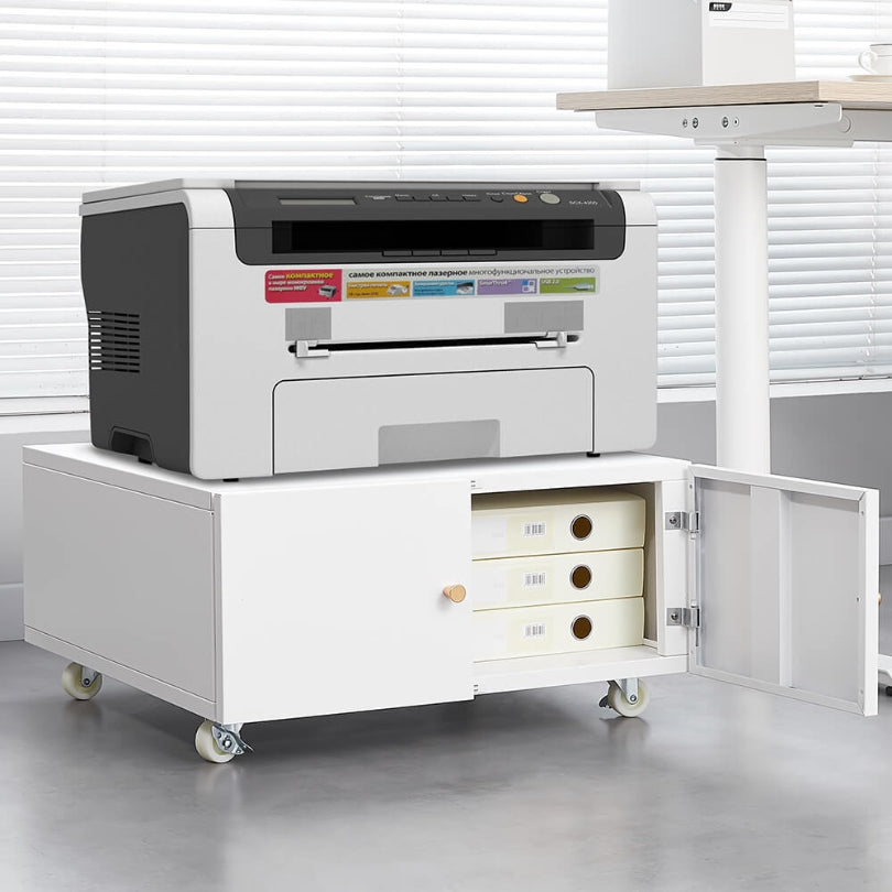 Contemporary White Mobile Metal Office Storage Cabinet – CharmyDecor