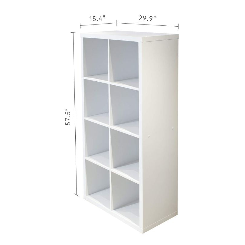 Sleek 8-Cube White Solid Wood Bookcase for Modern Homes – CharmyDecor