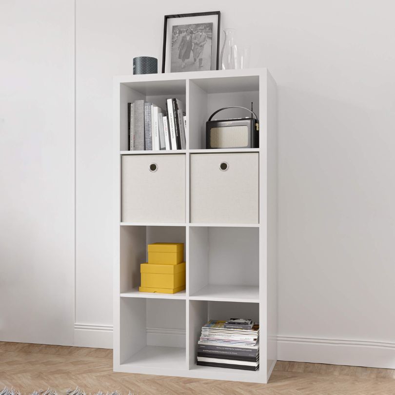 Sleek 8-Cube White Solid Wood Bookcase for Modern Homes – CharmyDecor