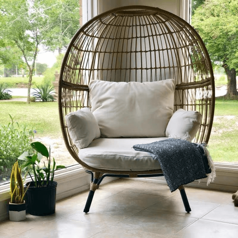 Retro Ventura Outdoor Wicker Egg Chair - CharmyDecor