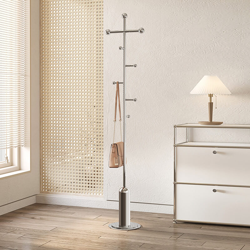 Durable Stainless Steel Coat Rack with 8 Floor Hooks – CharmyDecor