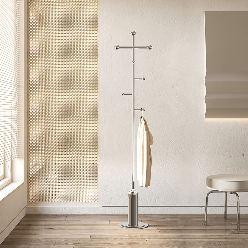 Durable Stainless Steel Coat Rack with 8 Floor Hooks – CharmyDecor