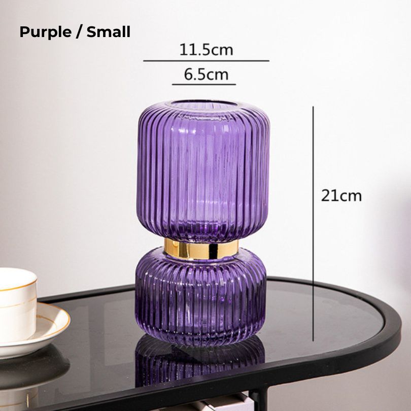 Colorful Vertical Grain Glass Flower Vase for Decor – CharmyDecor