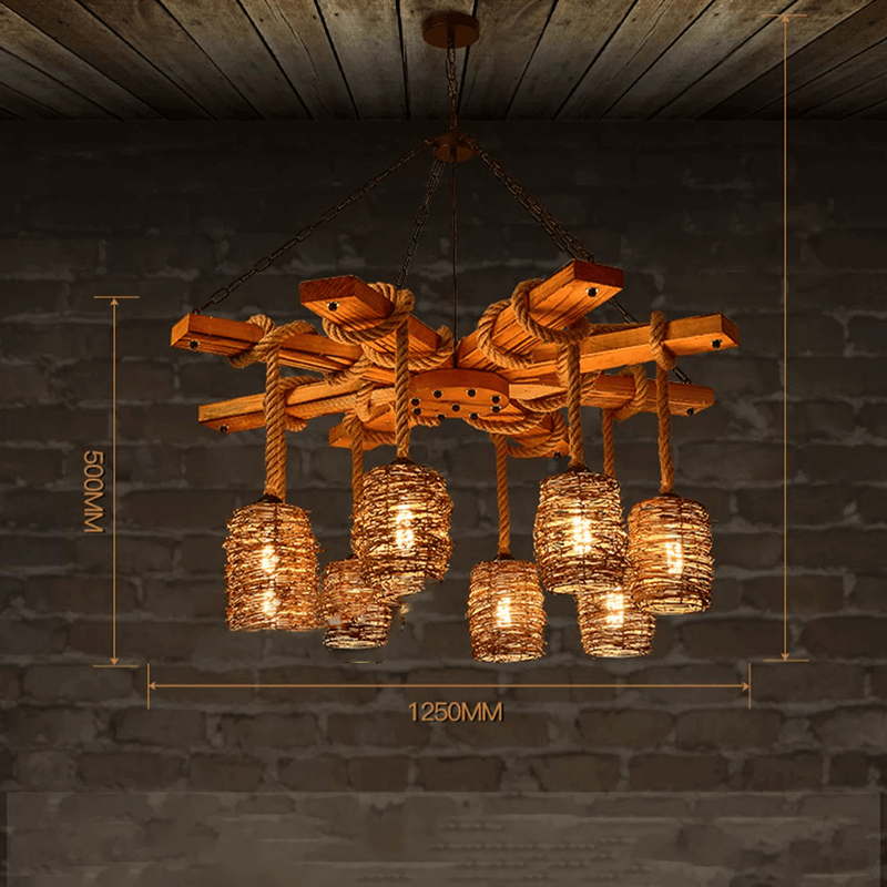 Elegant Vintage Rattan Twine Farmhouse Chandelier – CharmyDecor