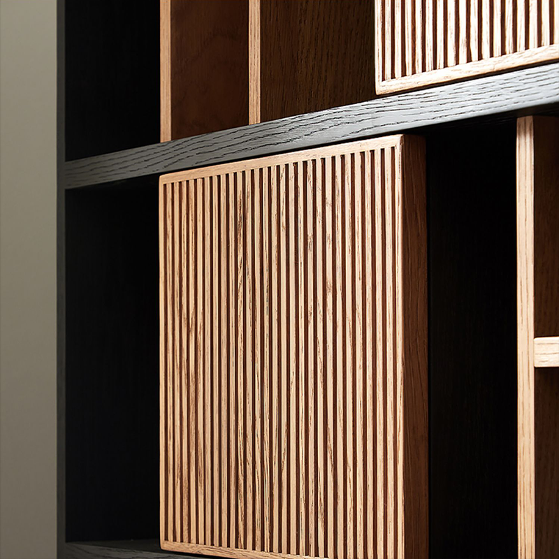 Modern Solid Oak Geometric Bookshelf - CharmyDecor