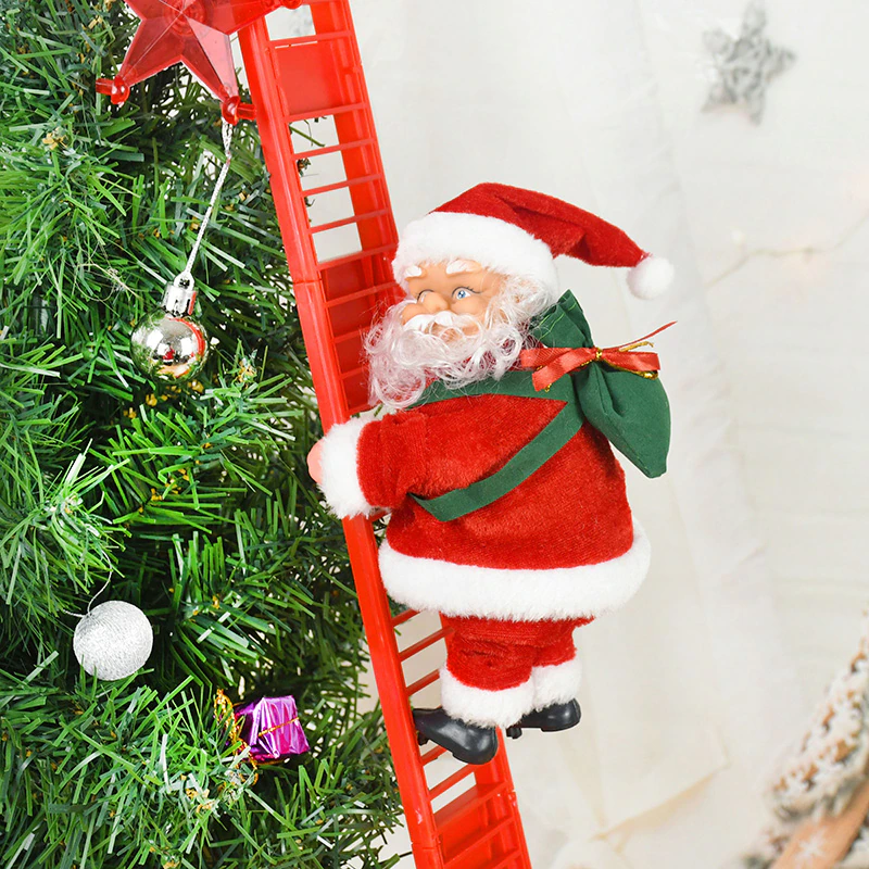 Music Santa Climbing Ladder Tree Ornament - CharmyDecor