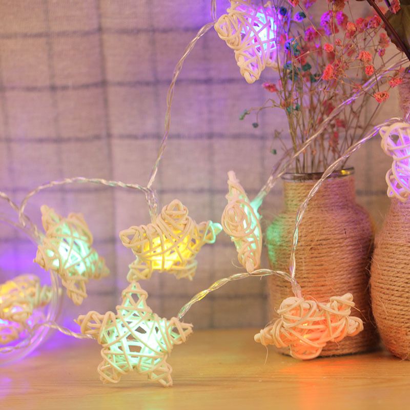 Woven Wooden Star LED Lights: Rustic String Decor – CharmyDecor