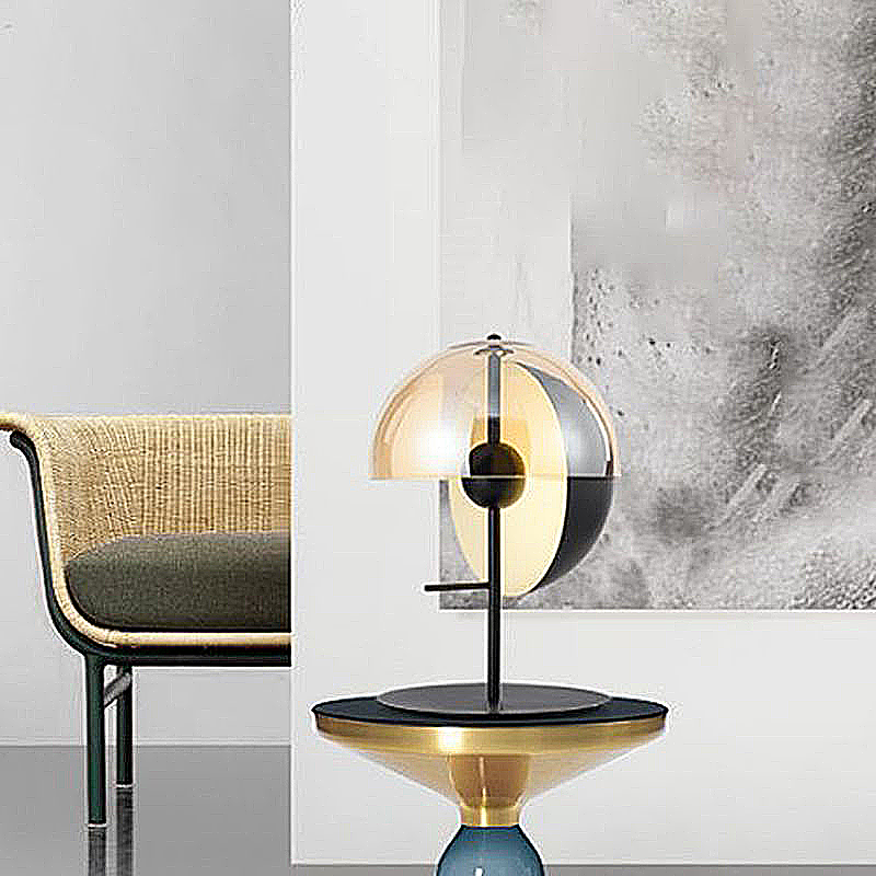 Contemporary Black Table Lamp with Stylish Glass Shade – CharmyDecor