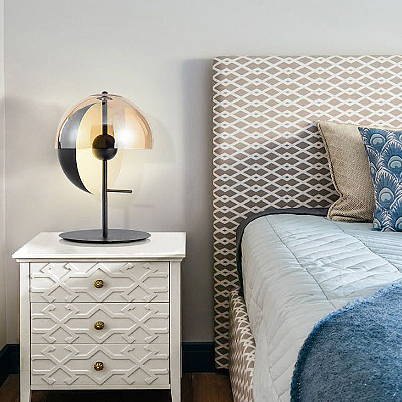 Contemporary Black Table Lamp with Stylish Glass Shade – CharmyDecor