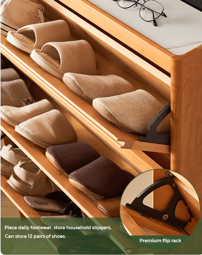 Rattan Shoe Cabinet with Flip Rack - CharmyDecor - CharmyDecor