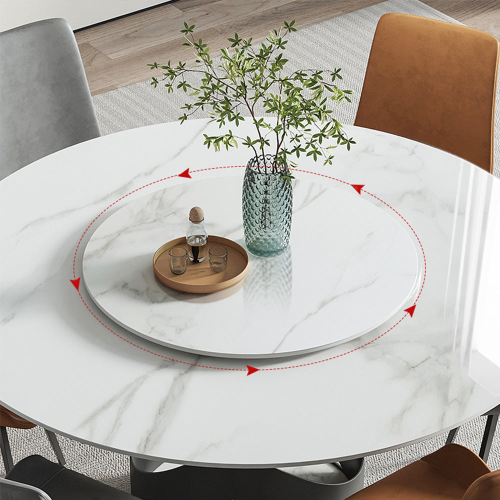 Round White Marble Tabletop Dining Table - CharmyDecor- CharmyDecor