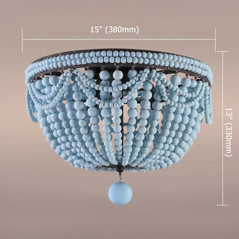 Vintage Style White & Blue Beaded Ceiling Light Fixture – CharmyDecor