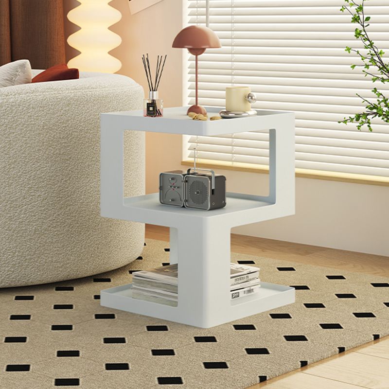 Ultra-Modern White Metal Side Table with Storage Shelves – CharmyDecor