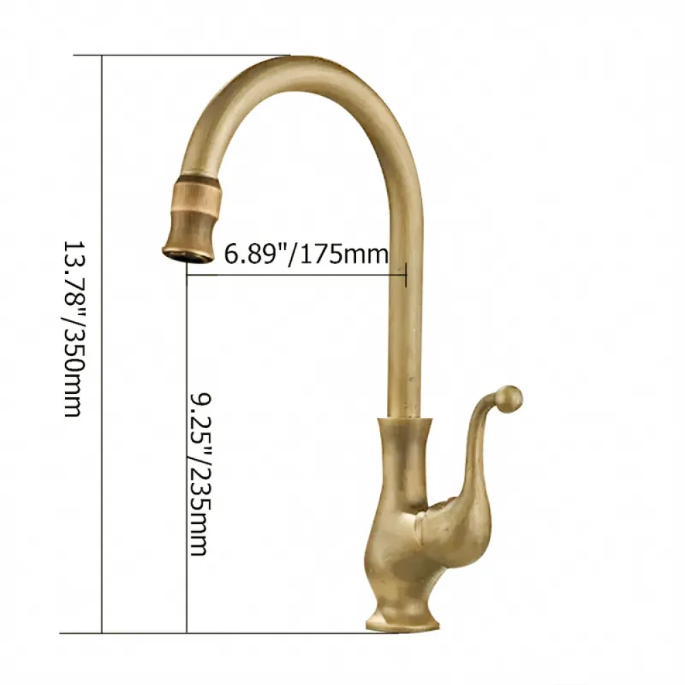 Antique Brass Gooseneck Kitchen Faucet - Single Handle – CharmyDecor