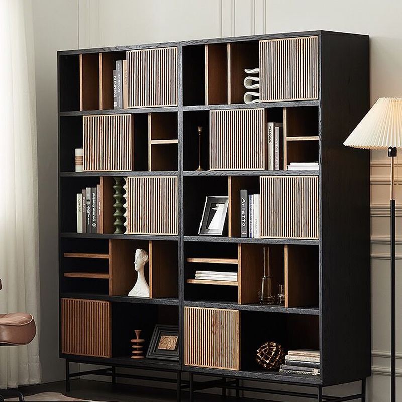 Modern Solid Oak Geometric Bookshelf - CharmyDecor